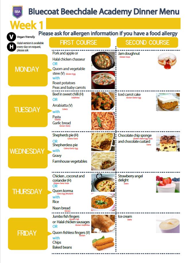 Lunch Menus - Bluecoat Beechdale Academy