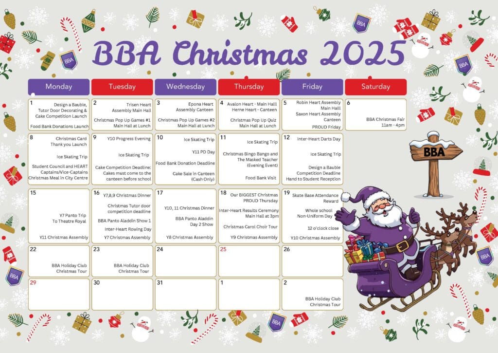 BBA Christmas 2025 Timetable - Bluecoat Beechdale Academy